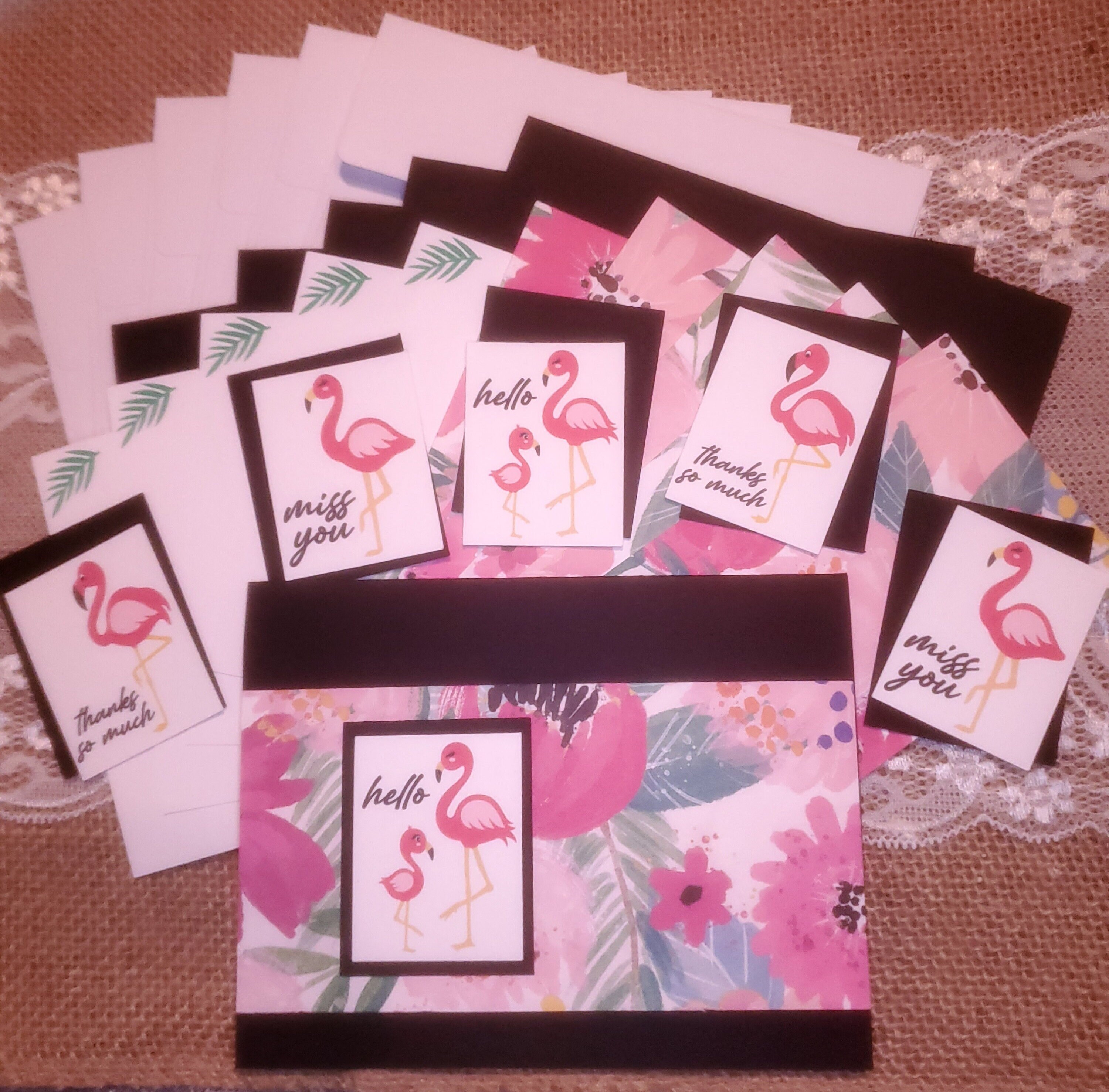 Pink Flamingo Thank You Card Kit, DIY Card Making Kit With Sentiment ...