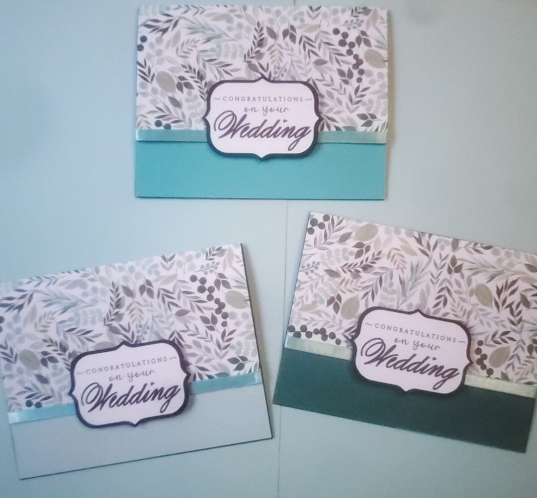 6 Eucalyptus Elegant Satin Ribbon Wedding Card Kit, DIY Summer Greeting ...