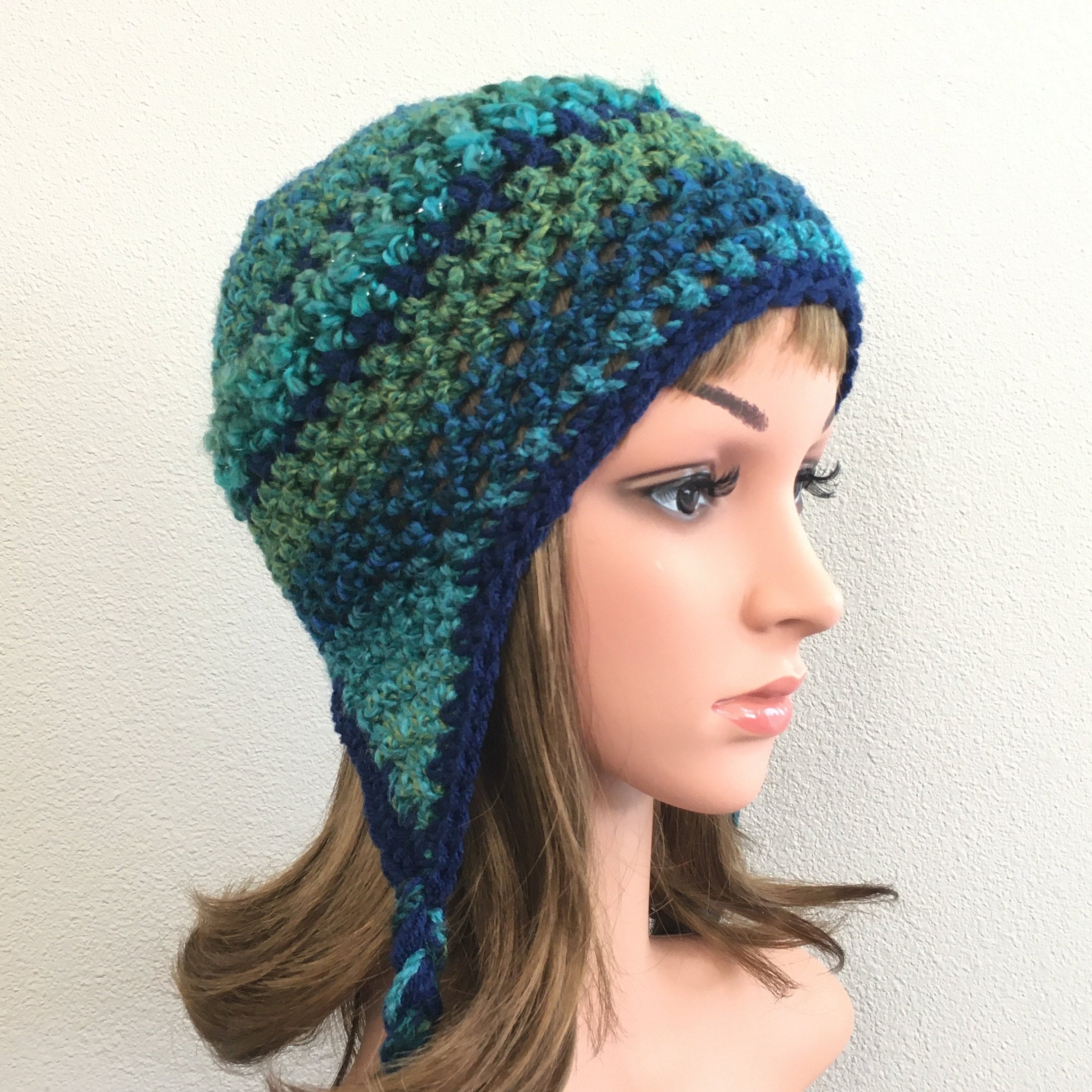 Women's Earflap Hat, PICK COLOR, Winter Earflap Hat, Striped Crochet ...