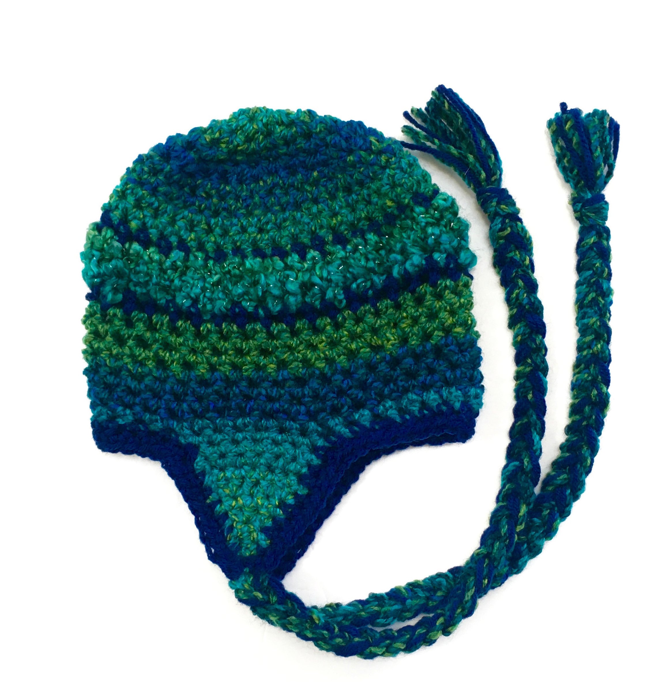 Women's Earflap Hat, PICK COLOR, Winter Earflap Hat, Striped Crochet ...