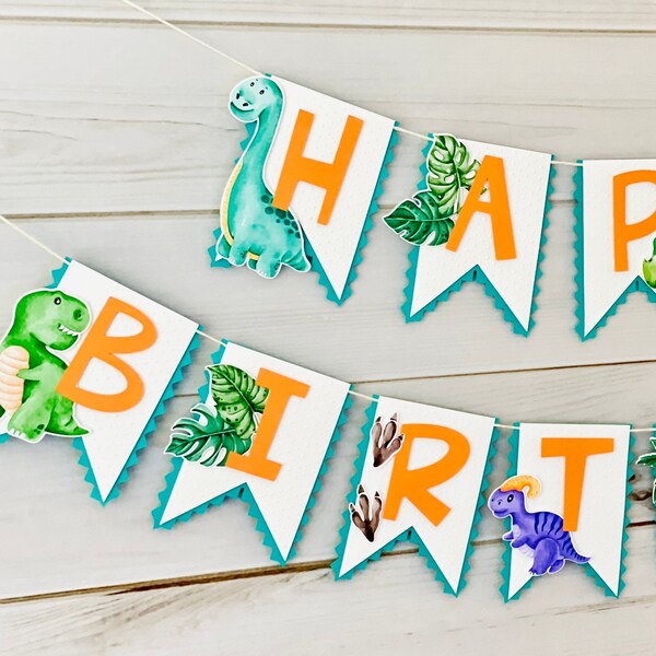Dino Birthday Banner - Etsy
