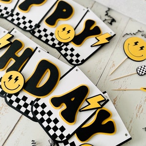 Smiley Face Banner, One Cool Dude Banner, Happy Dude Banner, Checkered ...