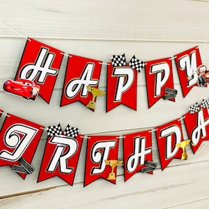 Cars Birthday Banner, Disney Cars Banner, Cars Birthday Decor, Route 66 ...