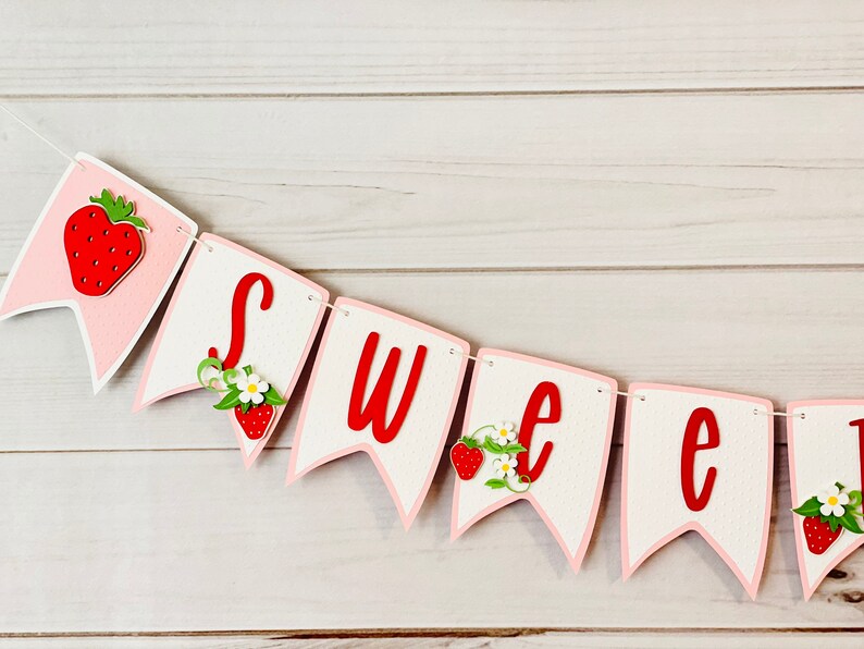 Strawberry Banner Sweet One Two Sweet Berry 1st Birthday - Etsy
