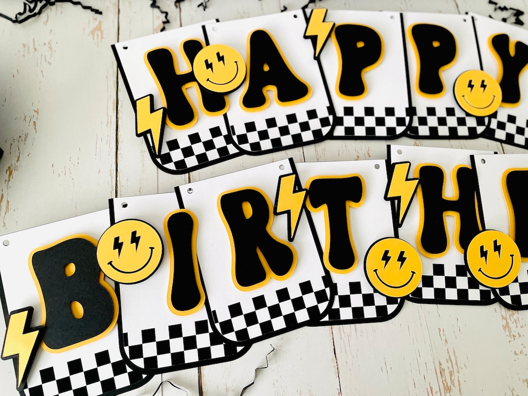 Smiley Face Banner, One Cool Dude Banner, Happy Dude Banner, Checkered ...