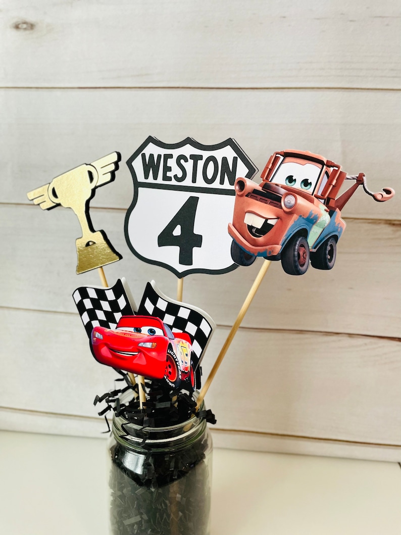 Cars Centerpieces Disney Cars Birthday Decor Route 66 Decor - Etsy