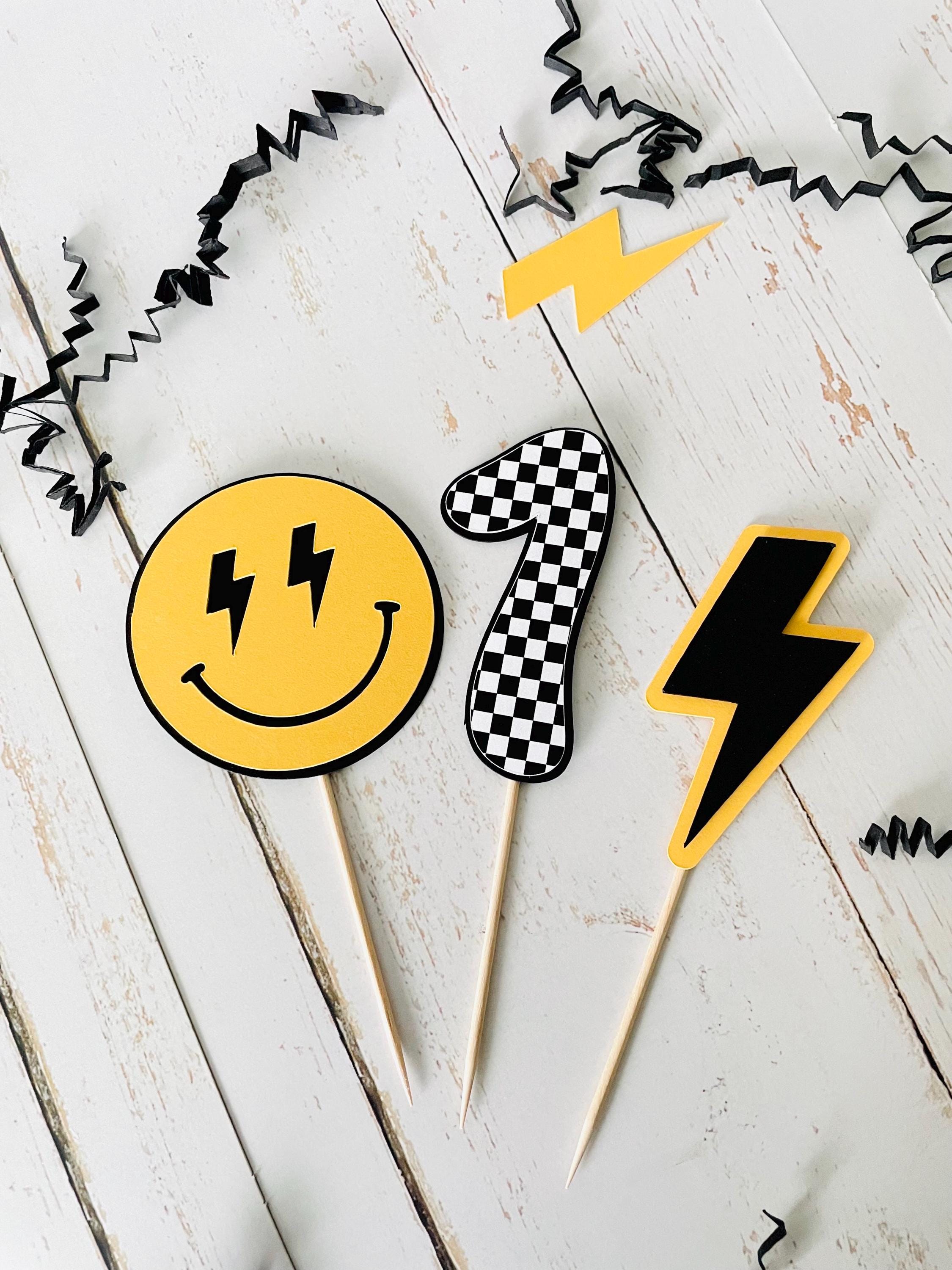 Smiley Face Favor Tags, Checkered Favor Tags, Smiley Face Birthday ...