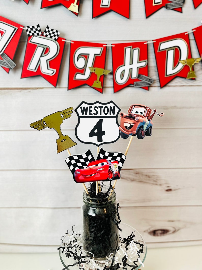 Cars Centerpieces Disney Cars Birthday Decor Route 66 Decor - Etsy