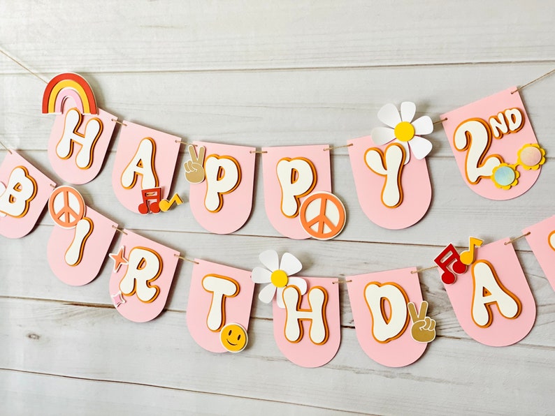 Groovy Banner Two Groovy Birthday Hippie Banner - Etsy