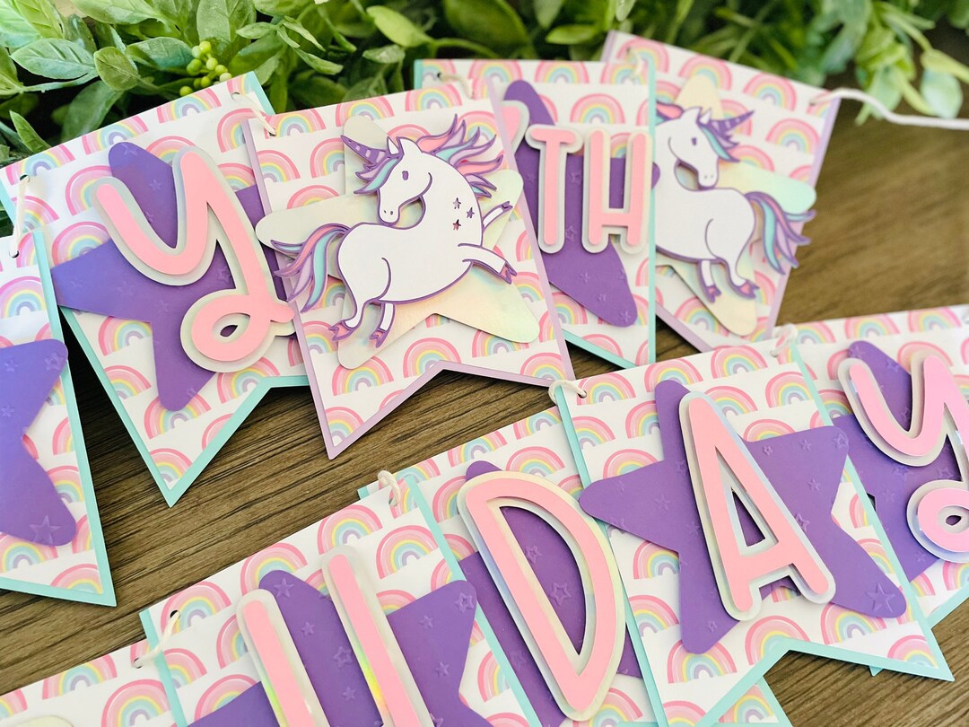 Rainbow Unicorn Banner, Unicorn Banner, Unicorn Decor, Rainbow Birthday ...