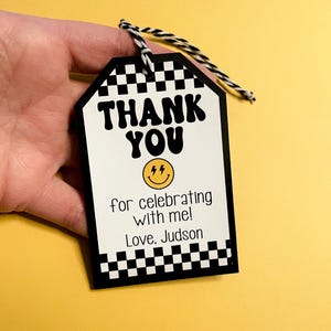 Smiley Face Favor Tags, Checkered Favor Tags, Smiley Face Birthday ...