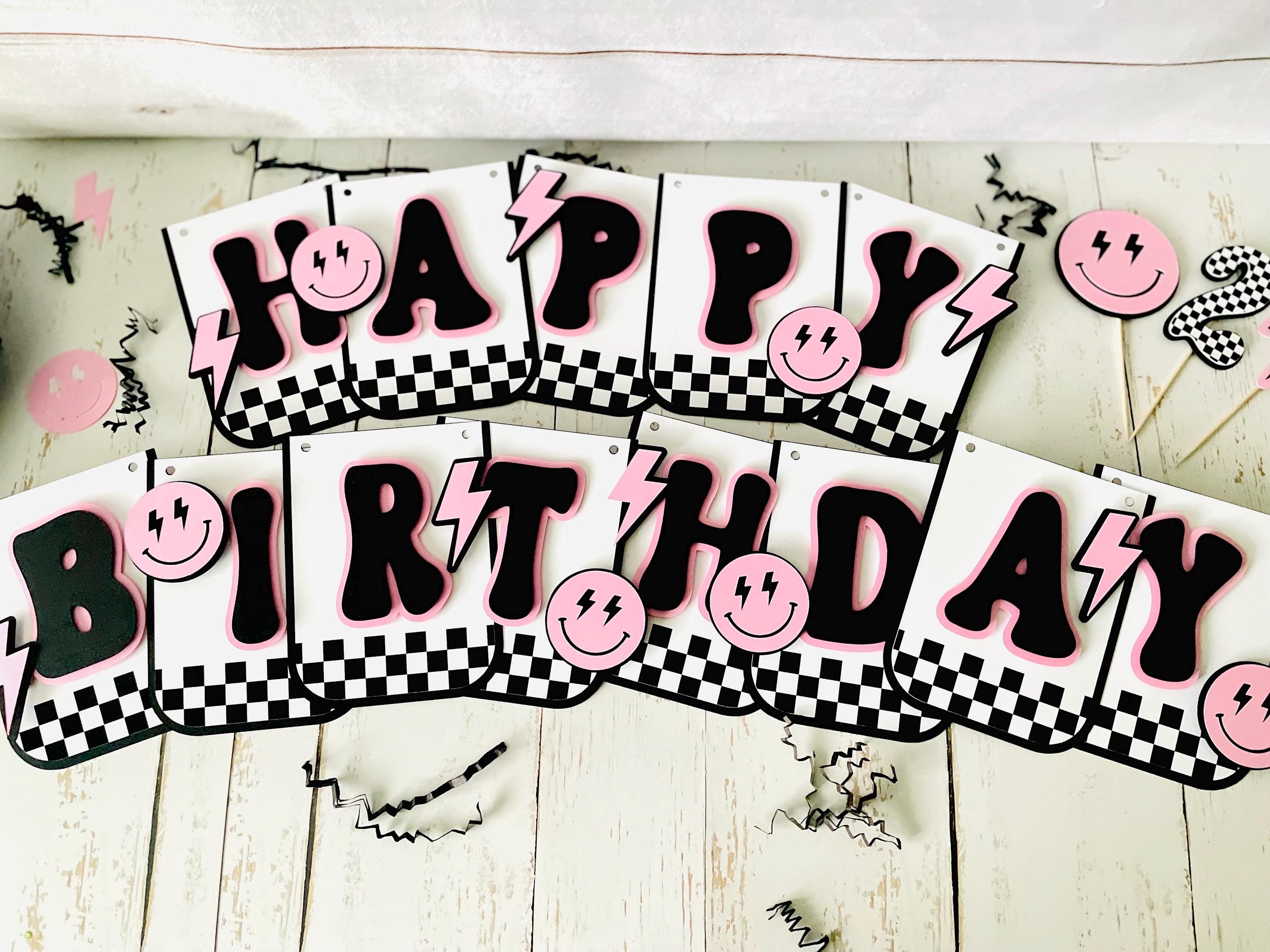 Pink Smiley Face Favor Tags, Smiley Face Decor, Checkered Decor - Etsy