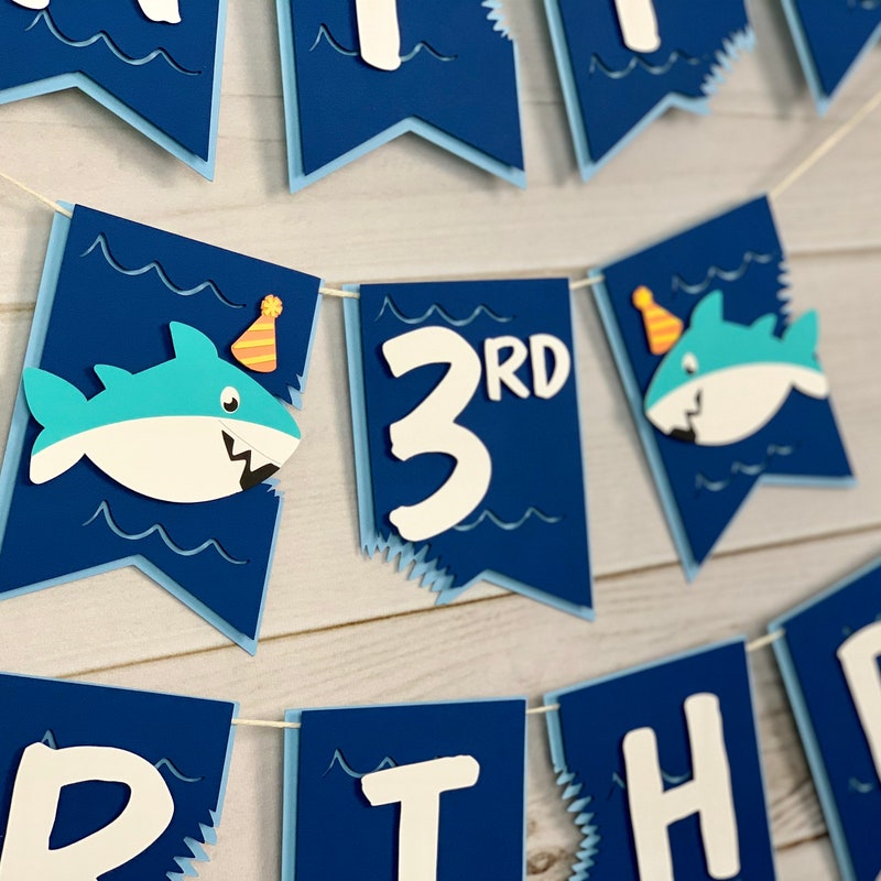 Shark Birthday Banner - Etsy
