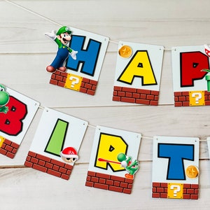 Super Mario Banner, Mario Party, Mario Birthday Decor - Etsy