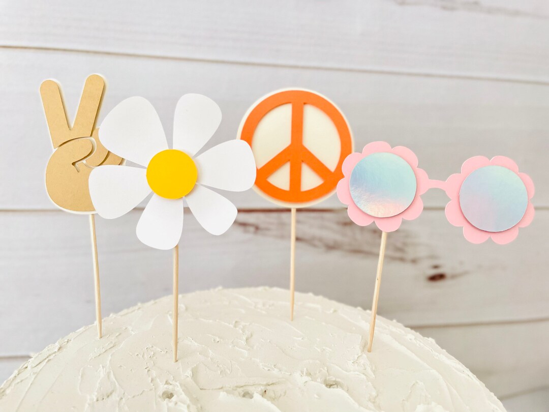 Two Groovy Cupcake Toppers, Hippie Cupcake Toppers - Etsy
