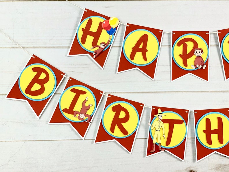 Curious George Banner Curious George Birthday Banner Curious | Etsy