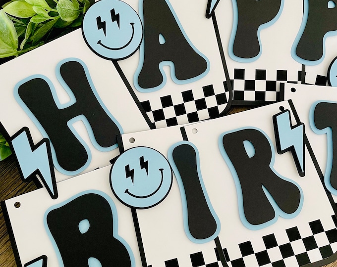 Smiley Face Banner, One Cool Dude Banner, Happy Dude Banner, Checkered ...
