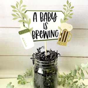Baby is Brewing Cupcake Toppers, Baby is Brewing Decorations, Baby ...