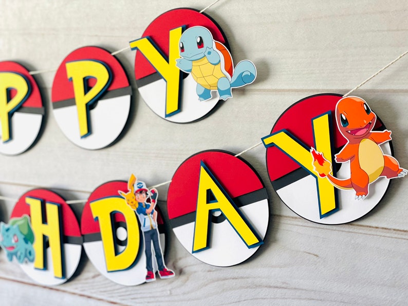 Pokemon Banner, Pokemon Birthday Decor, Pokemon Party - Etsy