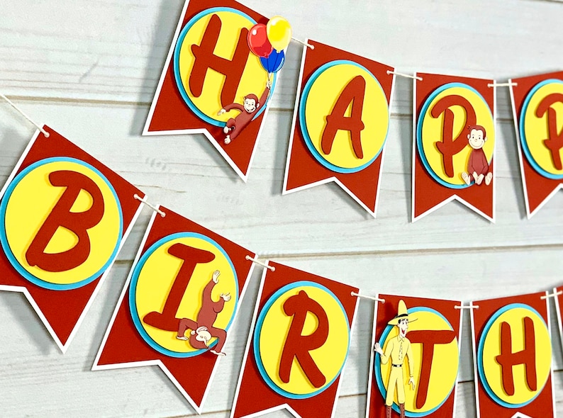 Curious George Banner Curious George Birthday Banner Curious | Etsy