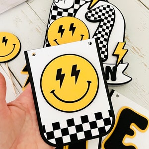 Smiley Face Cake Topper, Smiley Checkered Topper, Cool Dude Decor ...