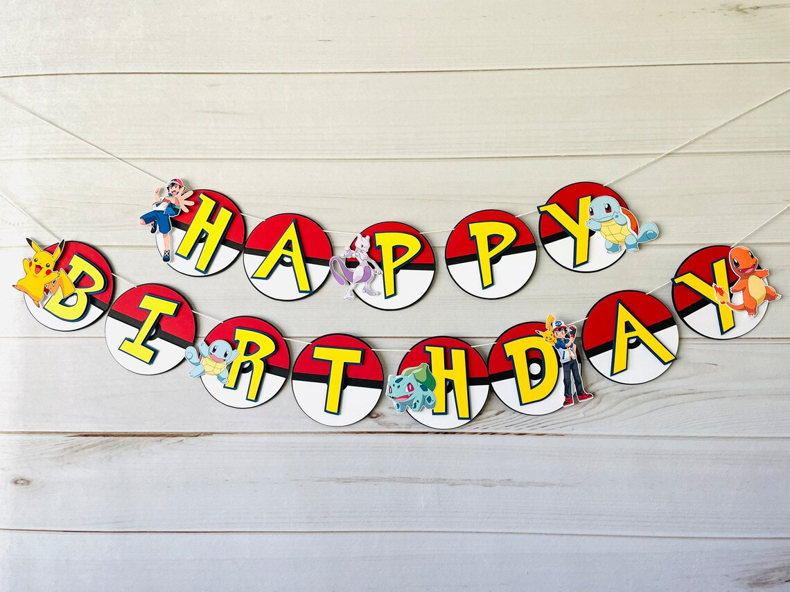 Pokemon Banner, Pokemon Birthday Decor, Pokemon Party - Etsy