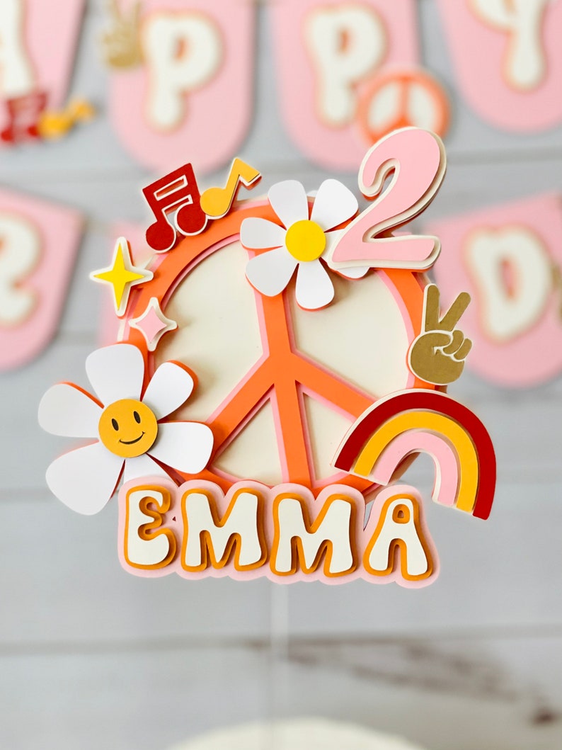 Two Groovy Cupcake Toppers Hippie Cupcake Toppers | Etsy