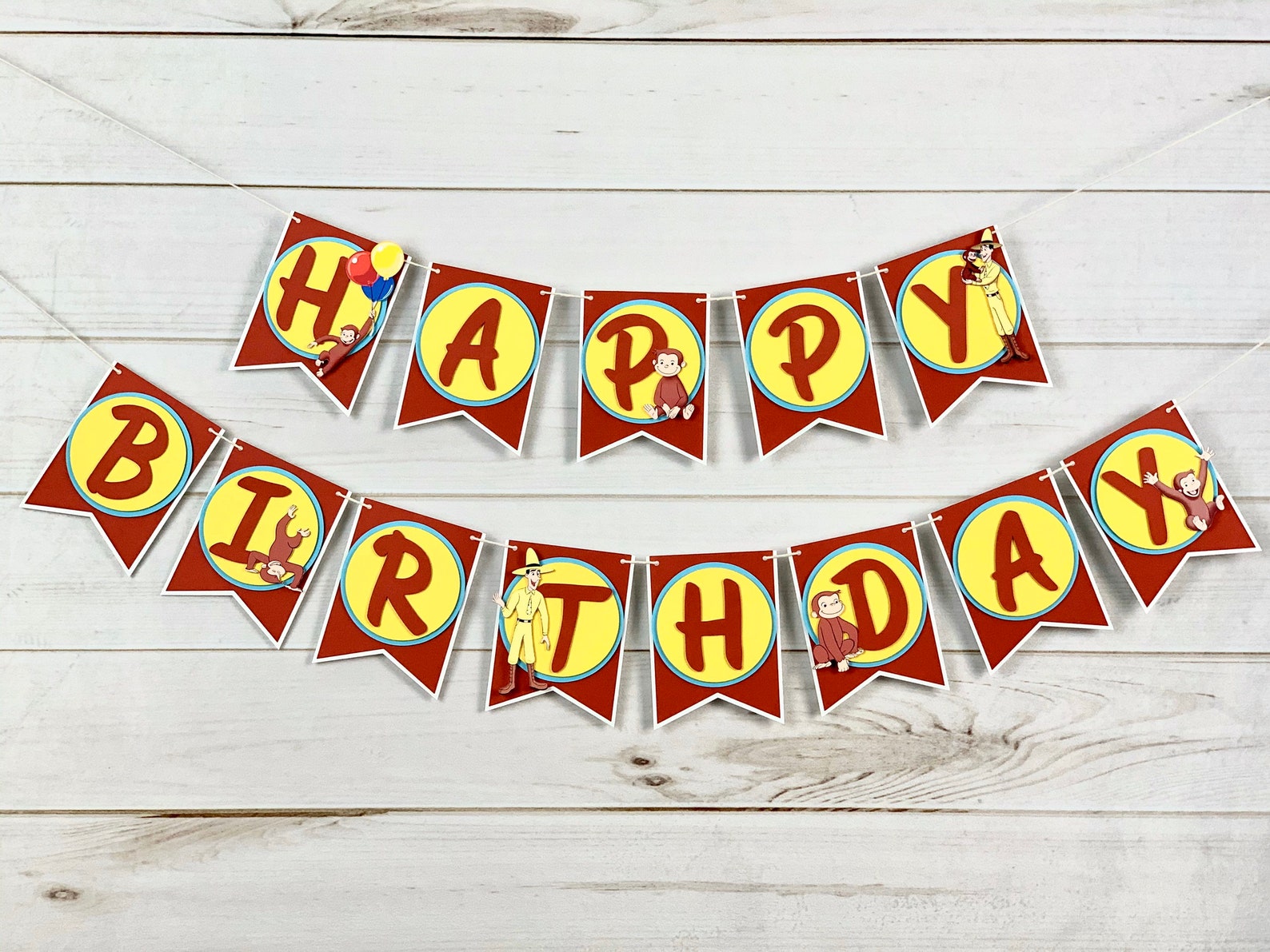 Curious George Banner Curious George Birthday Banner Curious | Etsy