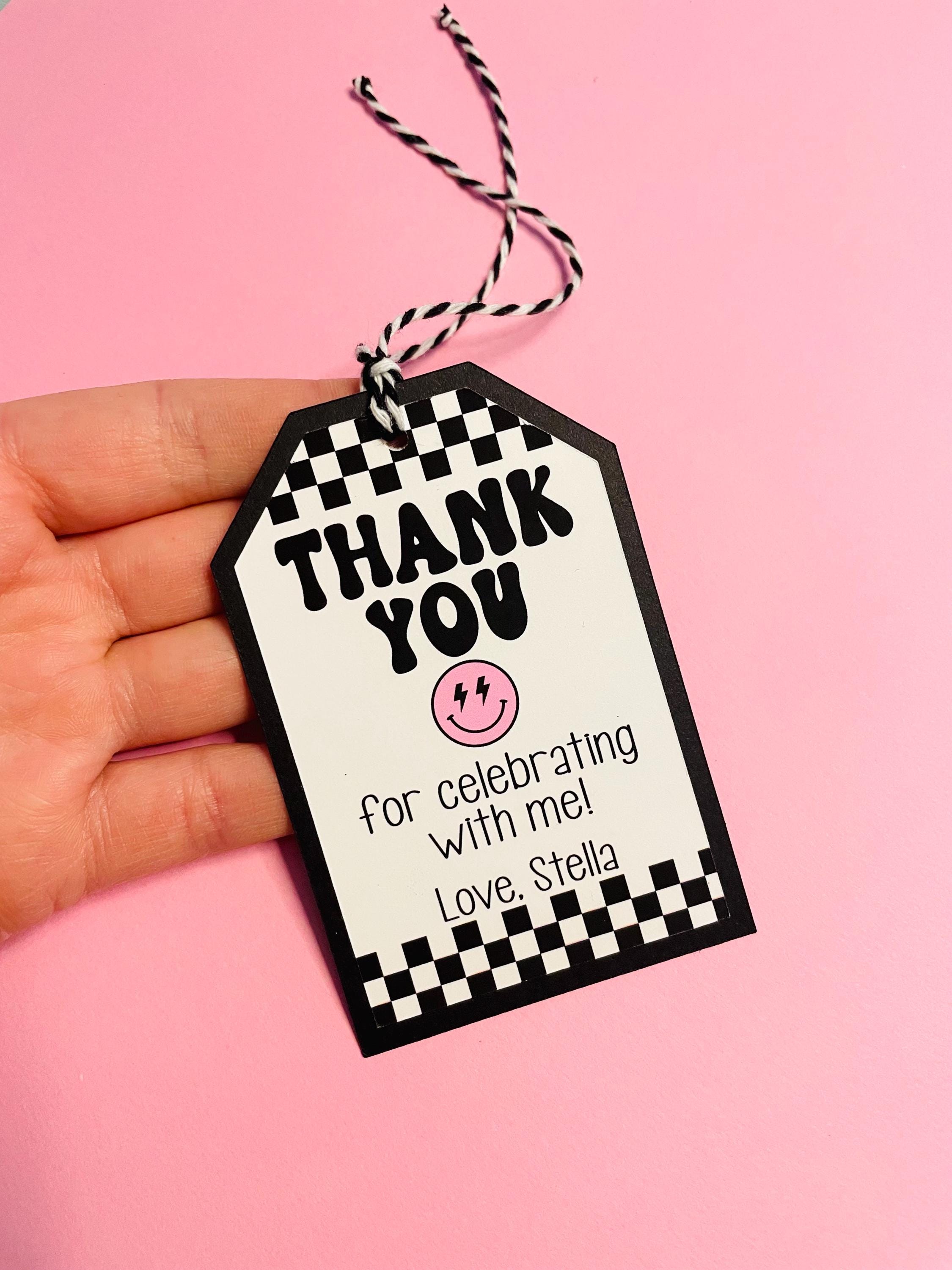 Pink Smiley Face Favor Tags, Smiley Face Decor, Checkered Decor - Etsy