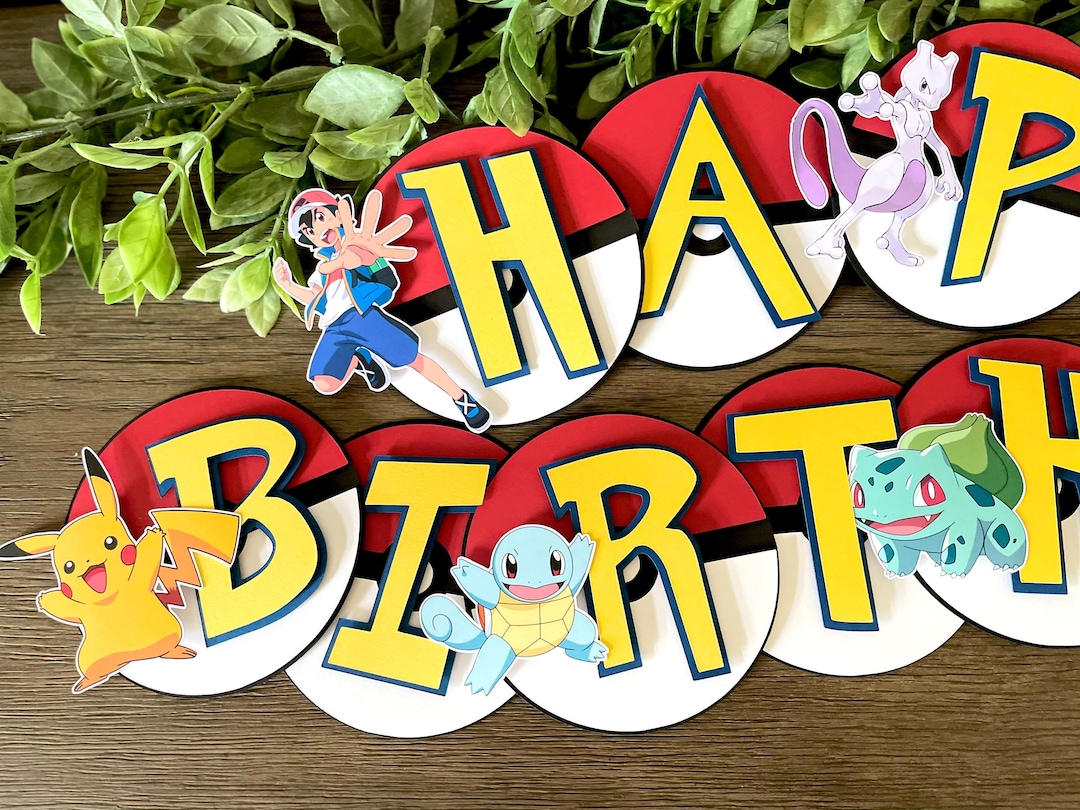 Pokemon Banner, Pokemon Birthday Decor, Pokemon Party - Etsy