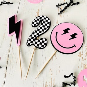 Pink Smiley Face Banner, Happy Girl Banner, Checkered Banner, Retro ...