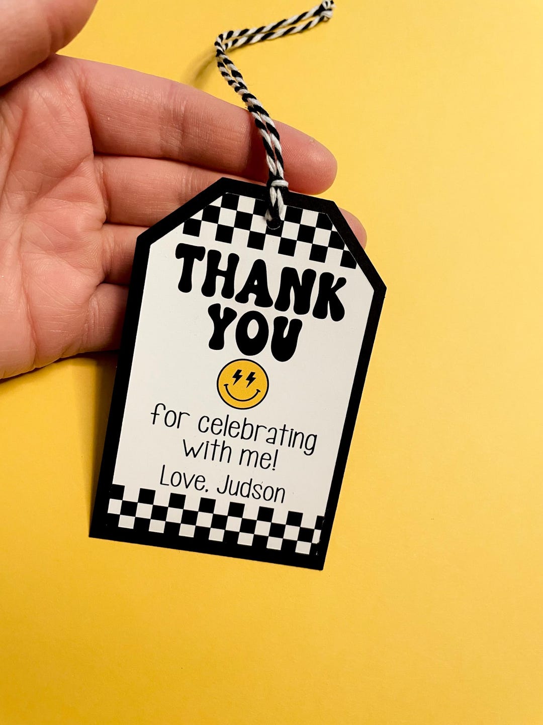 Smiley Face Favor Tags, Checkered Favor Tags, Smiley Face Birthday ...