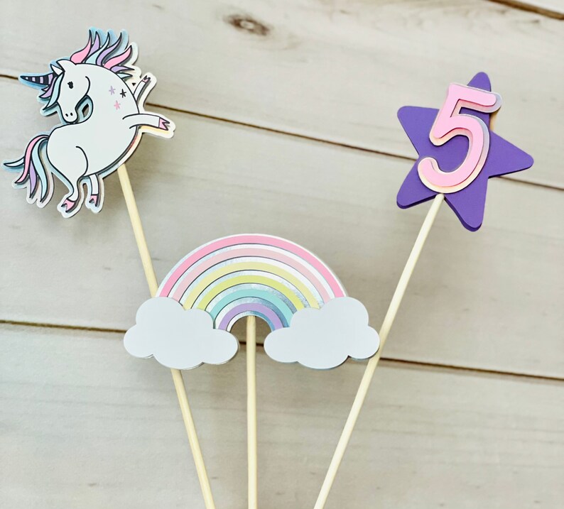 Rainbow Unicorn Centerpieces Rainbow Unicorn Decor Unicorn | Etsy