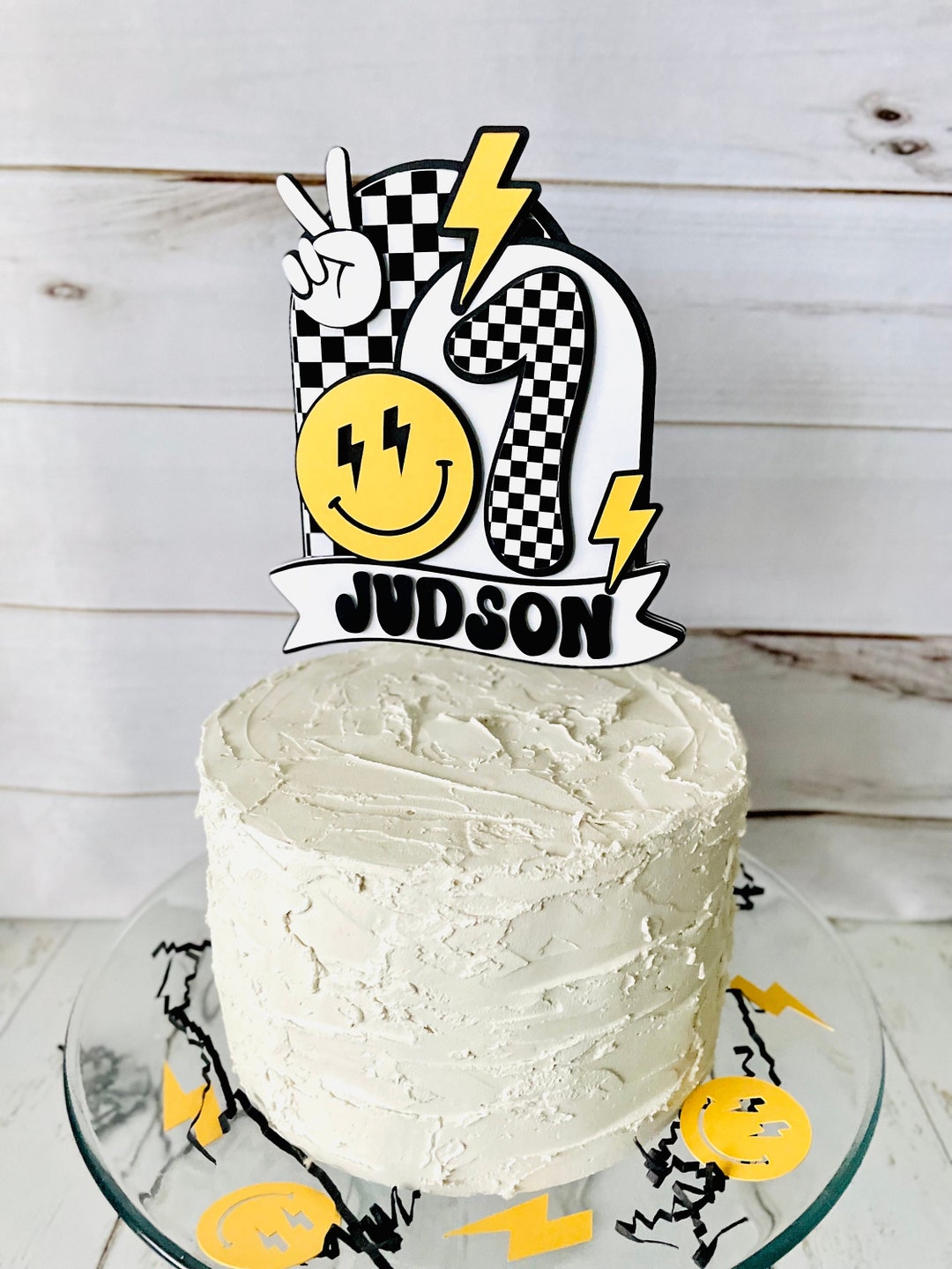 Smiley Face Cake Topper, Smiley Checkered Topper, Cool Dude Decor ...