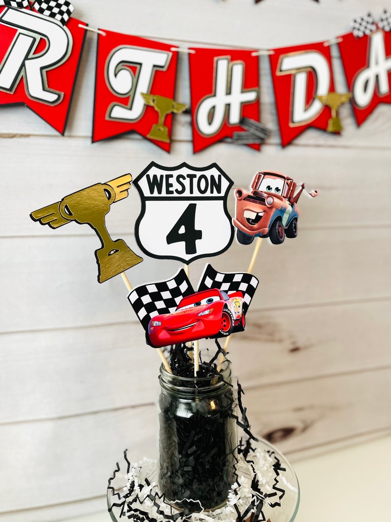 Cars Centerpieces Disney Cars Birthday Decor Route 66 Decor - Etsy