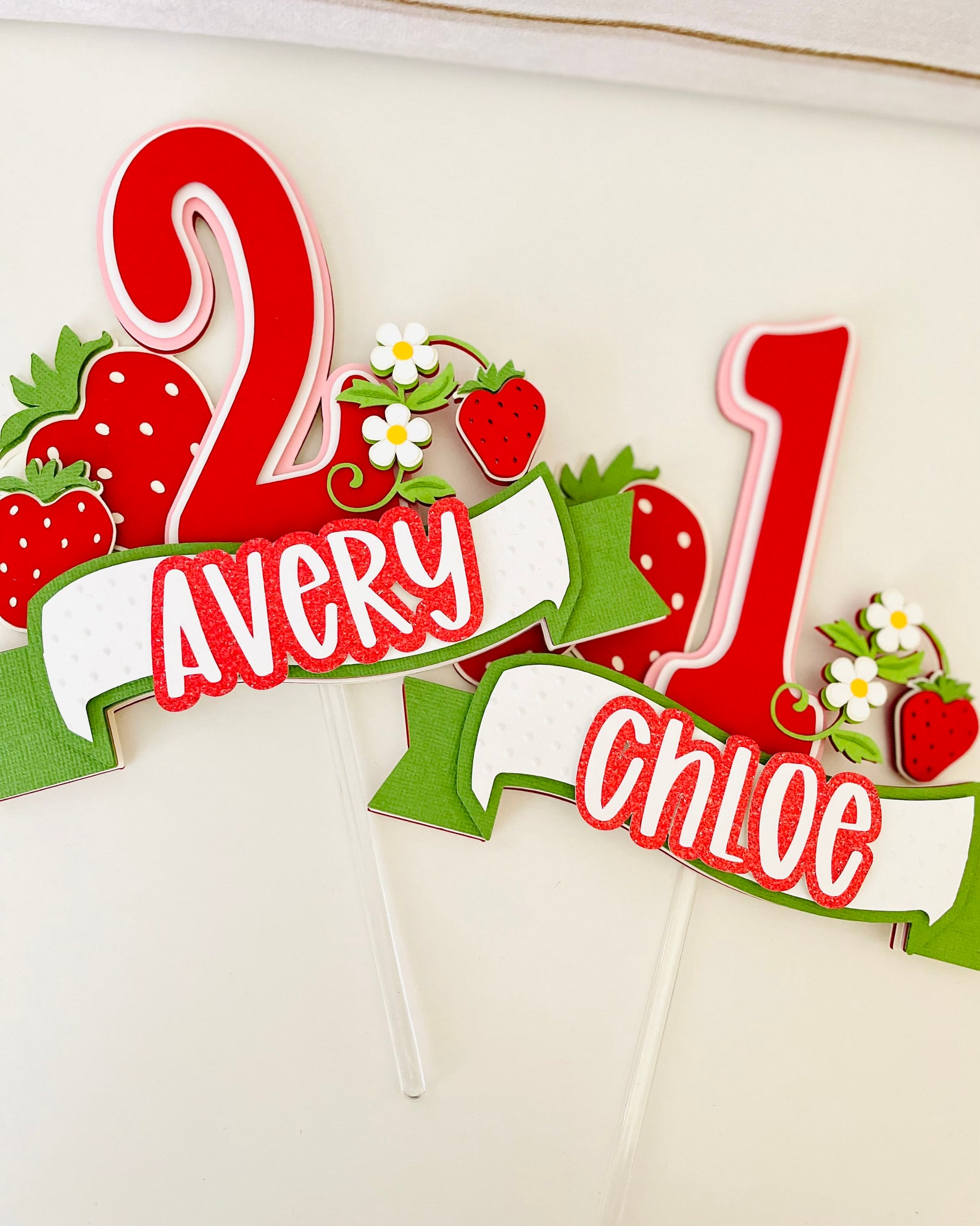 Strawberry Cake Topper, Sweet One, Two Sweet Birthday - Etsy