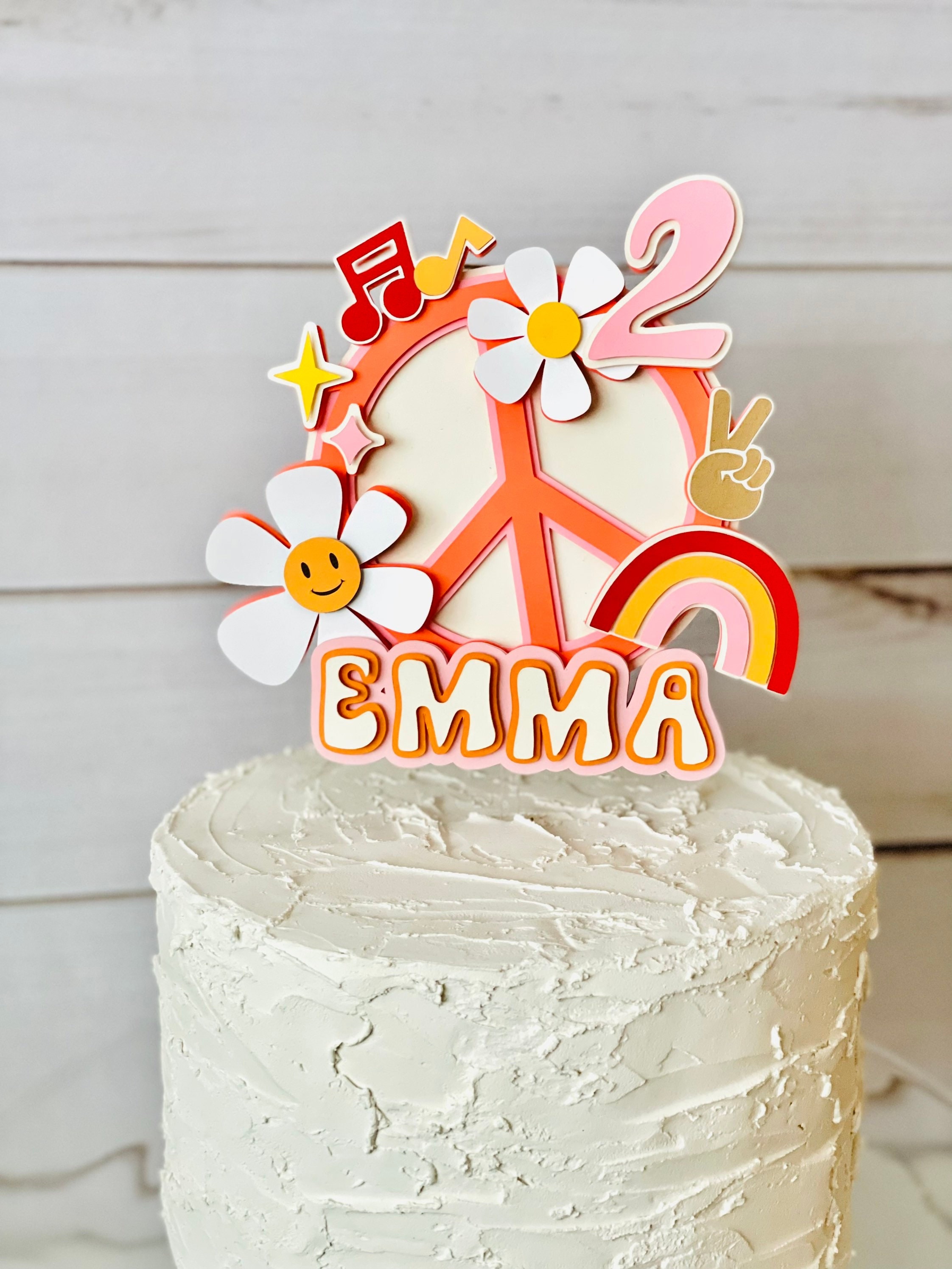 Two Groovy Hippie Cake Topper Goovy Decor - Etsy