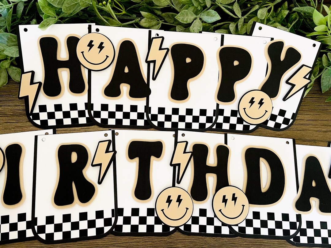 Smiley Face Banner, One Cool Dude Banner, Happy Dude Banner, Checkered ...