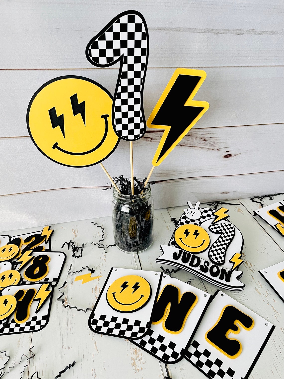 Smiley Face Banner, One Cool Dude Banner, Happy Dude Banner, Checkered ...