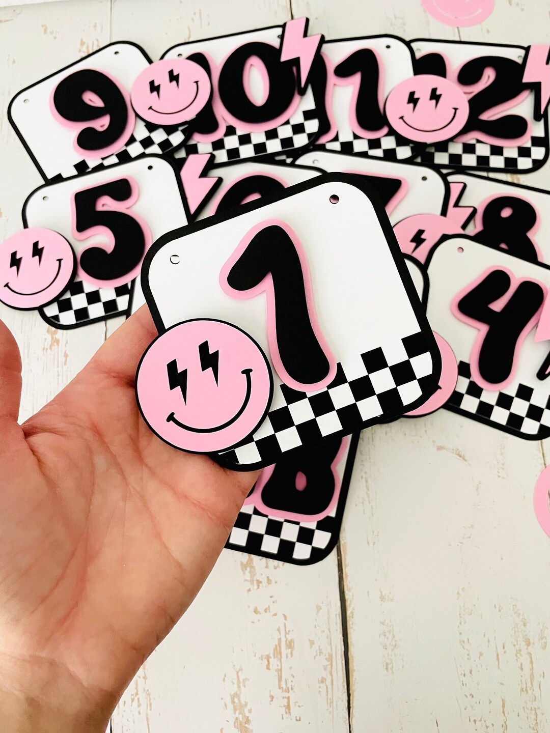 One Happy Girl Photo Banner, Smiley Photo Banner, Retro Checkered ...