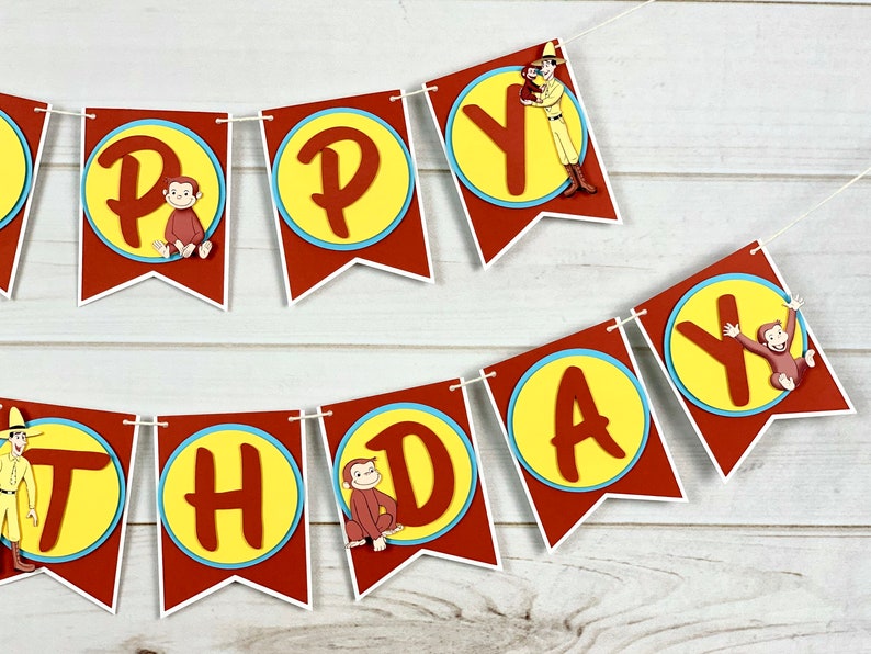 Curious George Banner Curious George Birthday Banner Curious - Etsy