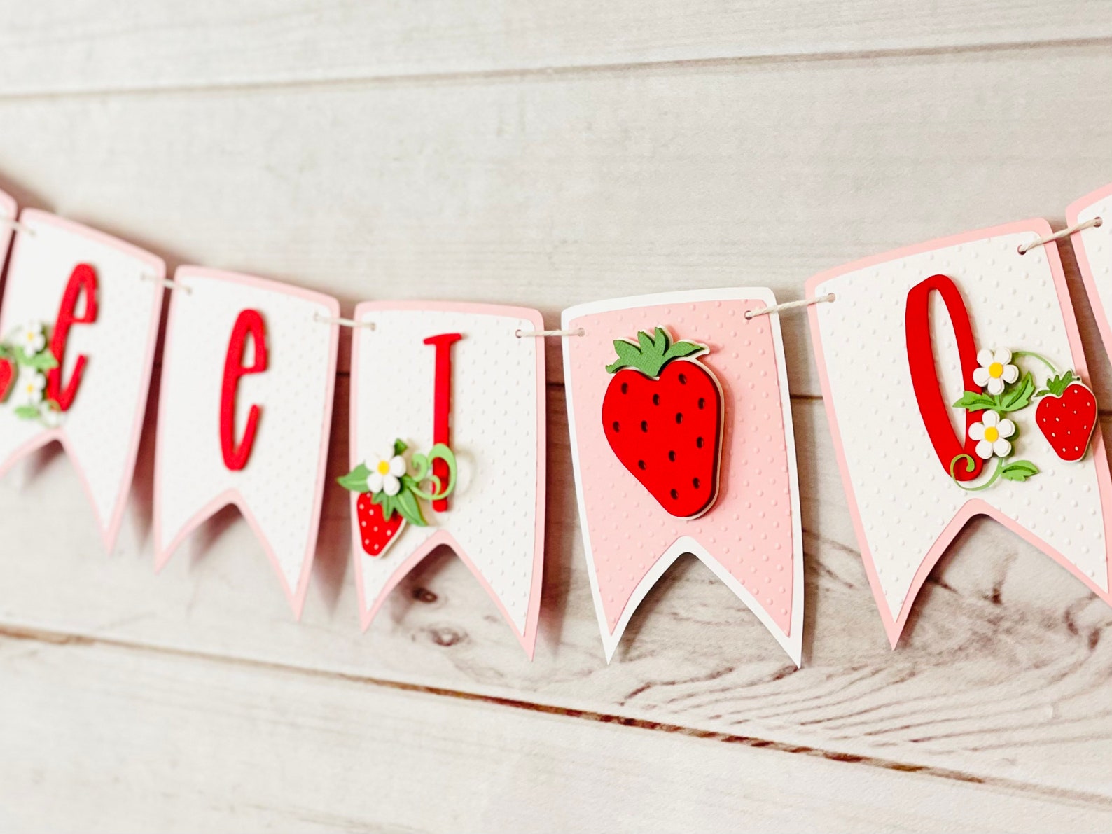 Strawberry Banner Sweet One Two Sweet Berry 1st Birthday - Etsy