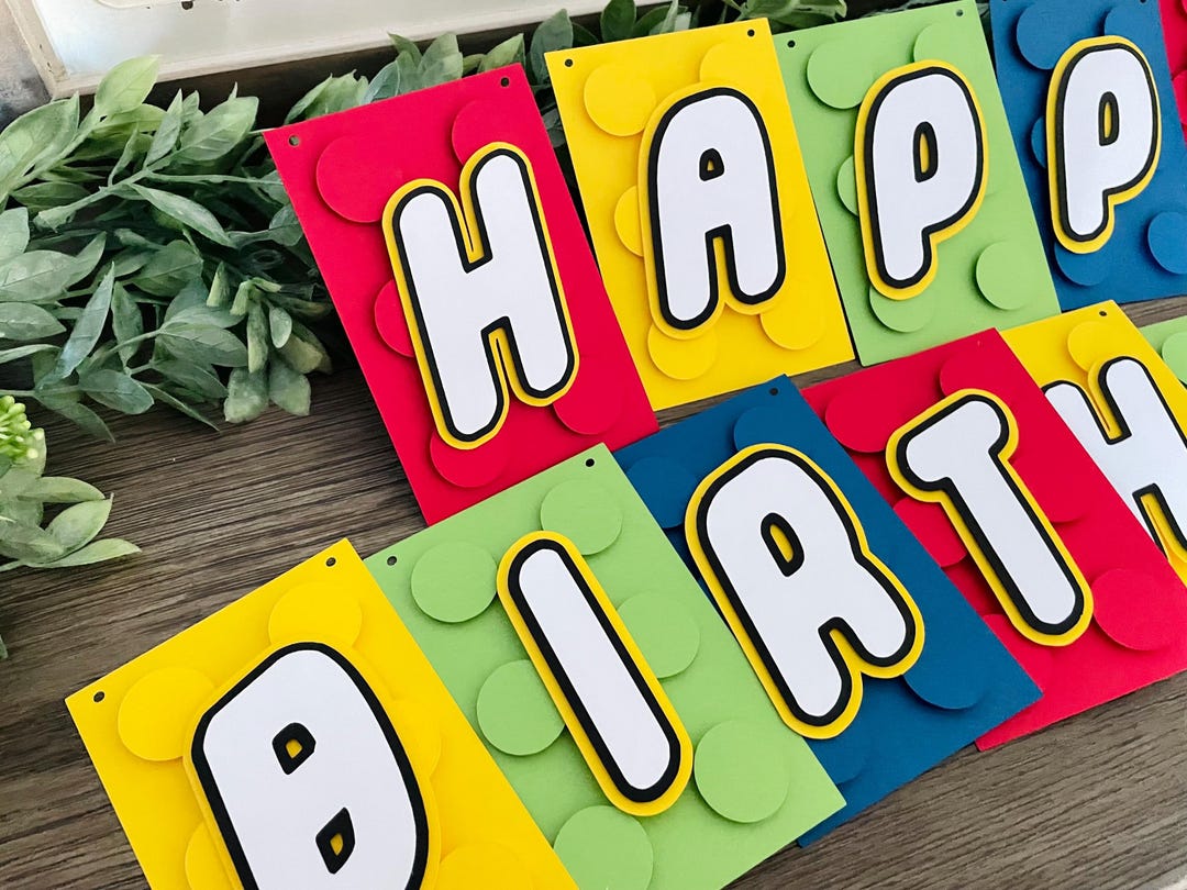 Building Block Birthday Banner, Brick Banner, Building Block Banner - Etsy