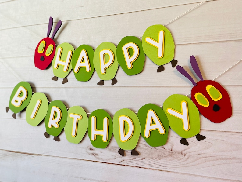 Hungry Caterpillar Banner, Caterpillar Birthday, Caterpillar Decor ...