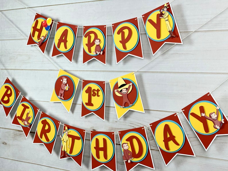 Curious George Banner Curious George Birthday Banner Curious - Etsy