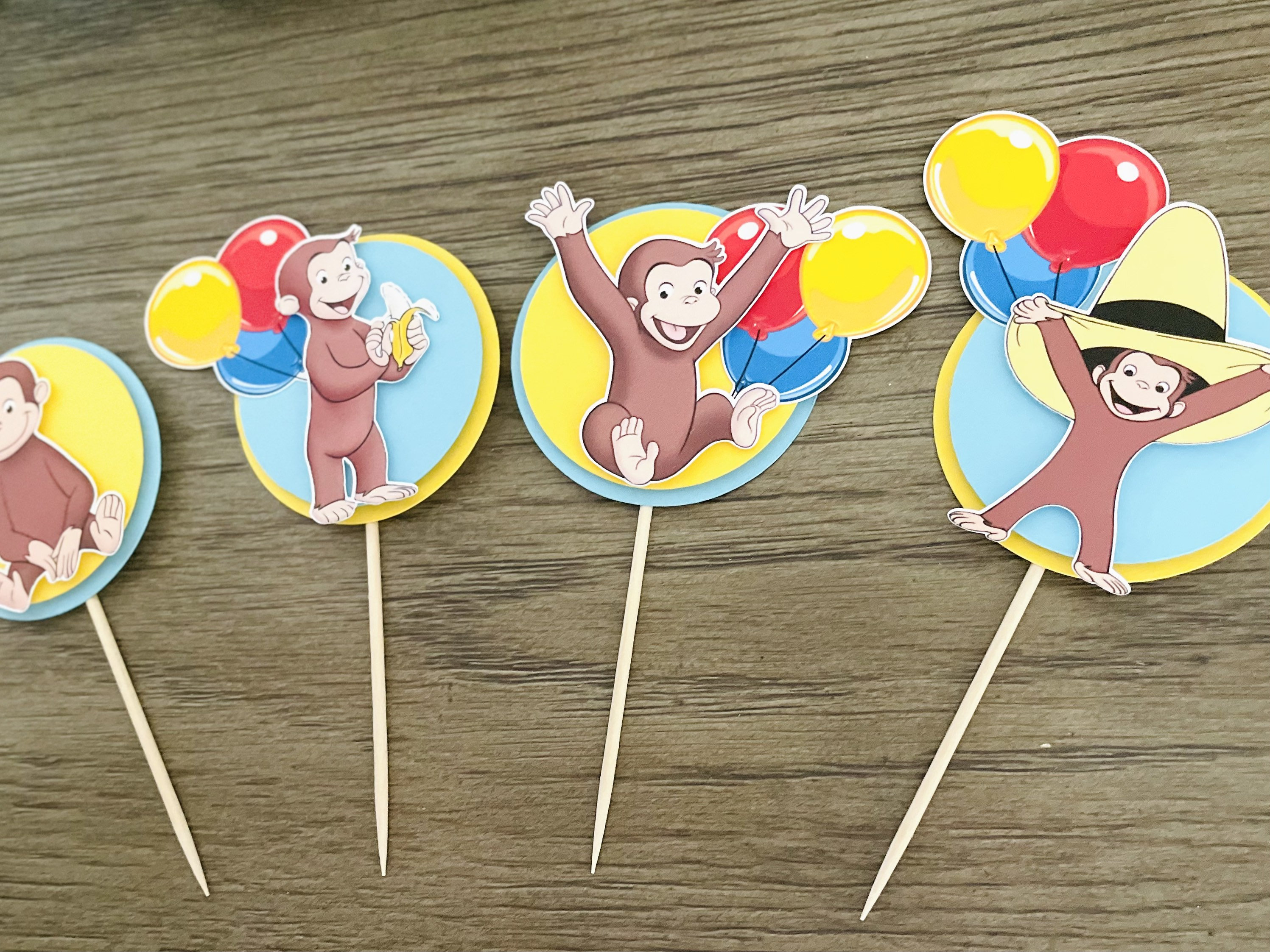 Curious George Cupcake Toppers, Curious George Birthday, Curious George ...