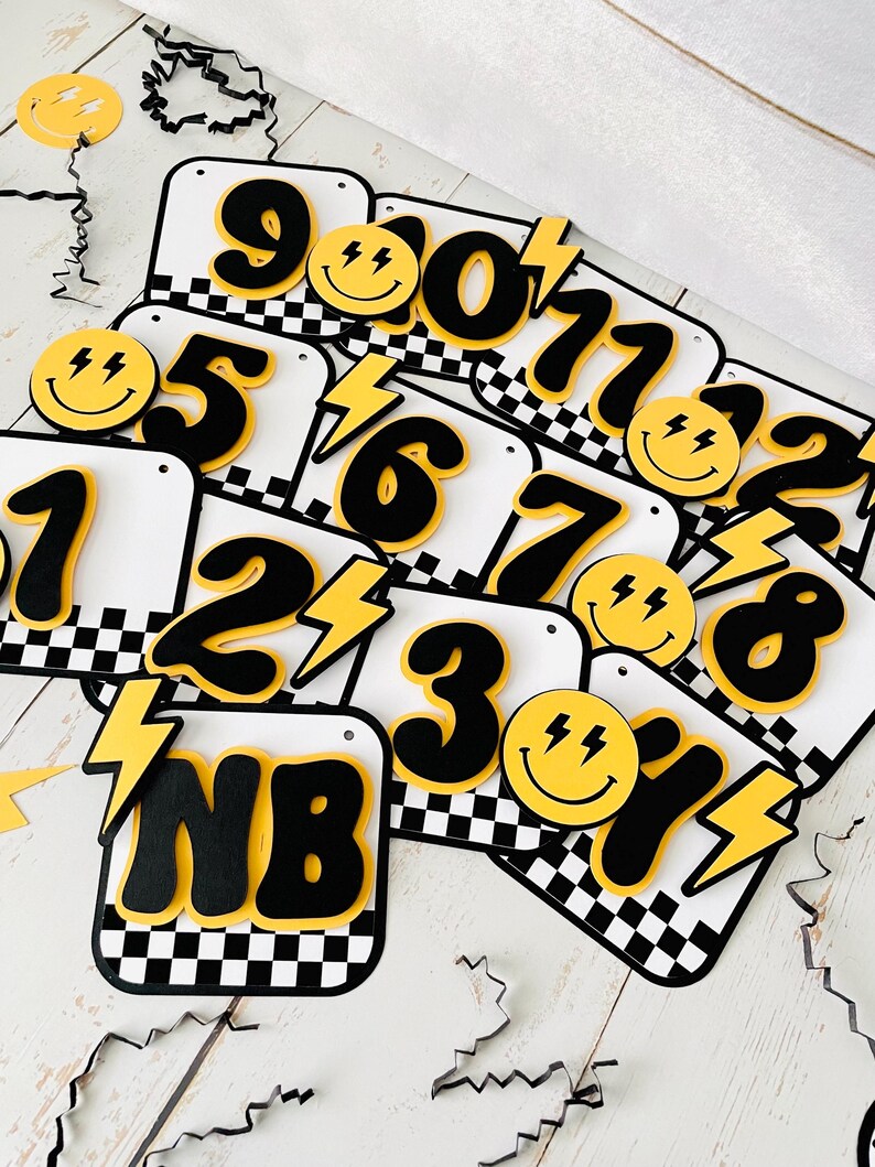 Smiley Face Favor Tags, Checkered Favor Tags, Smiley Face Birthday ...