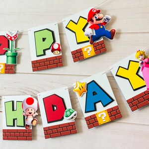 Super Mario Banner, Mario Party, Mario Birthday Decor - Etsy