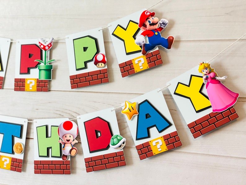 Super Mario Banner, Mario Party, Mario Birthday Decor - Etsy