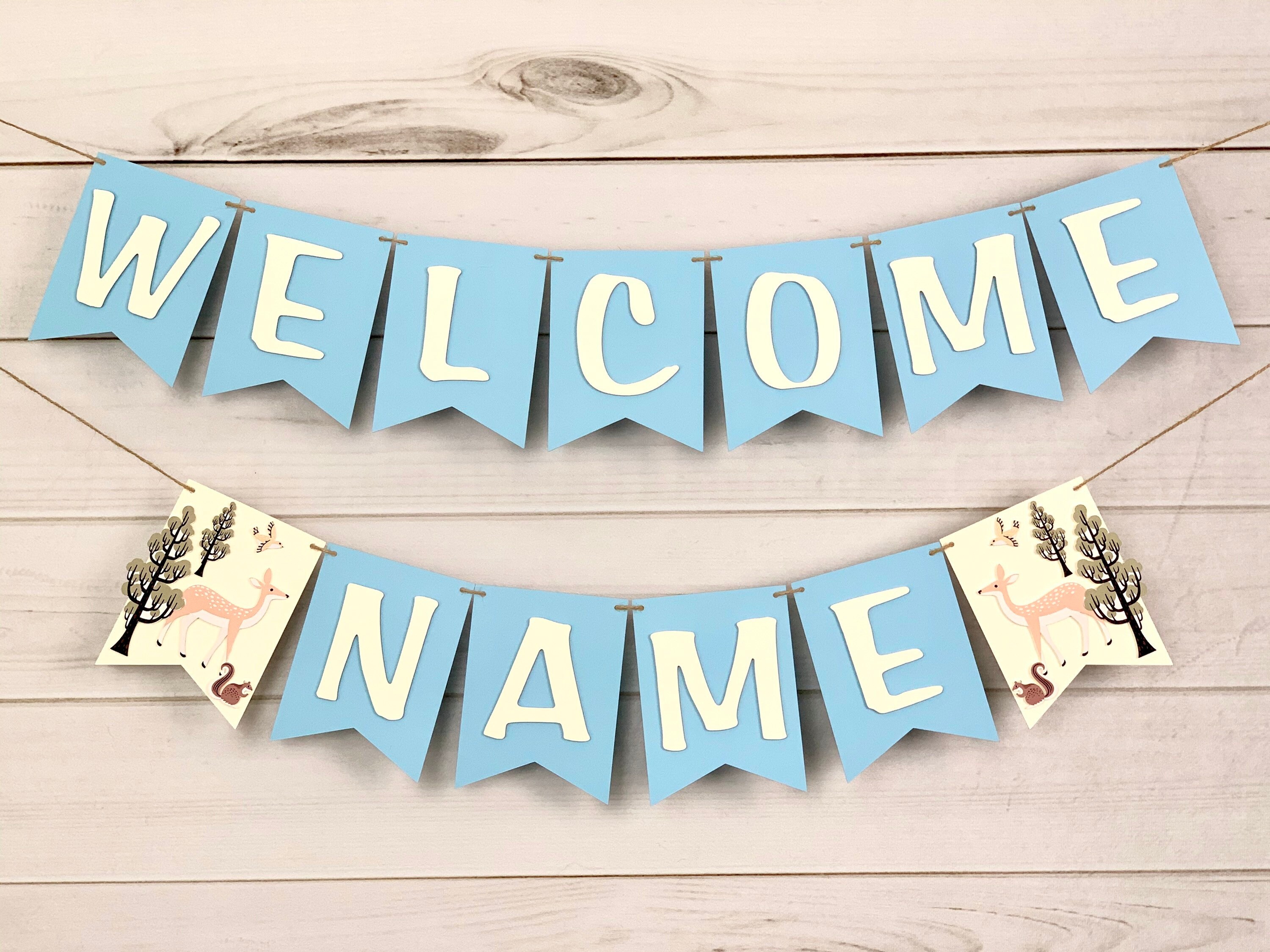 Woodland Baby Banner Welcome Baby Banner Baby Shower Decor | Etsy